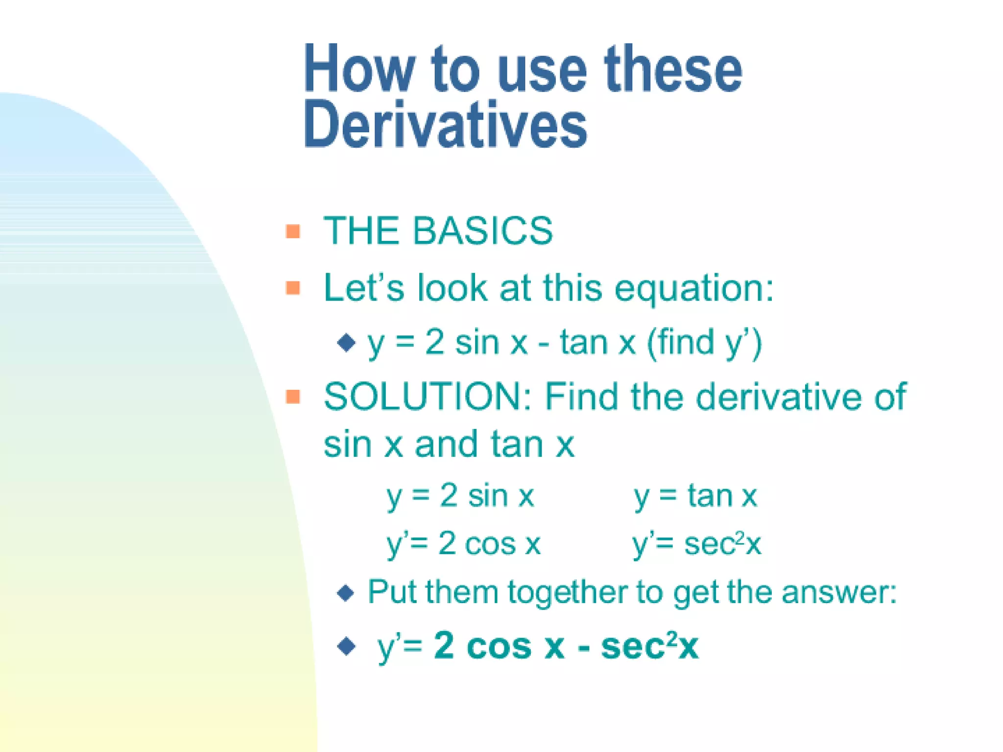 Derivatives of Trig. Functions | PDF
