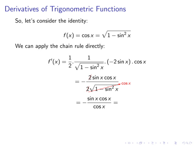 Derivatives of Trigonometric Functions, Part 2 | PPT