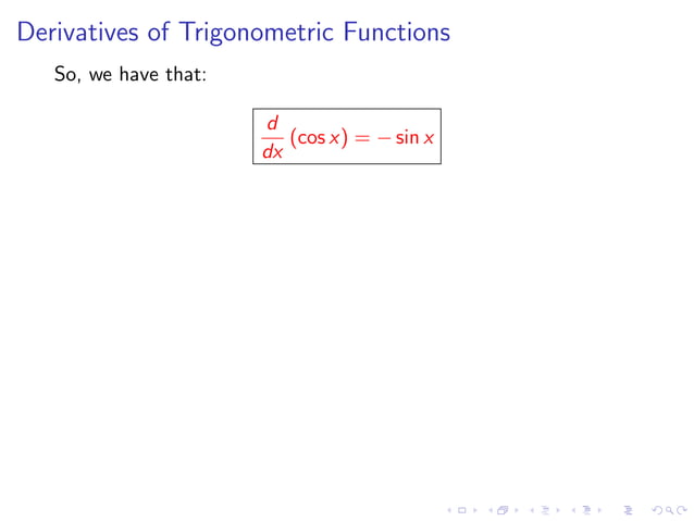 Derivatives of Trigonometric Functions, Part 2 | PPT