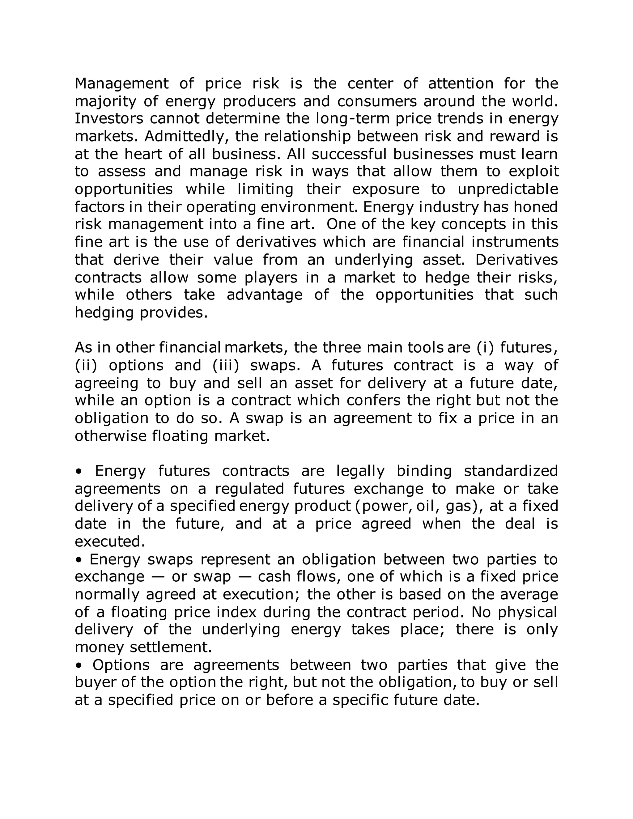 Derivatives Contracts in Indian Electricity Market | DOCX