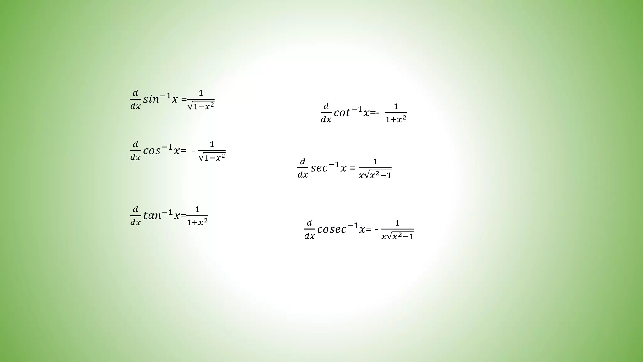 Derivatives of inverse trig functions | PPT