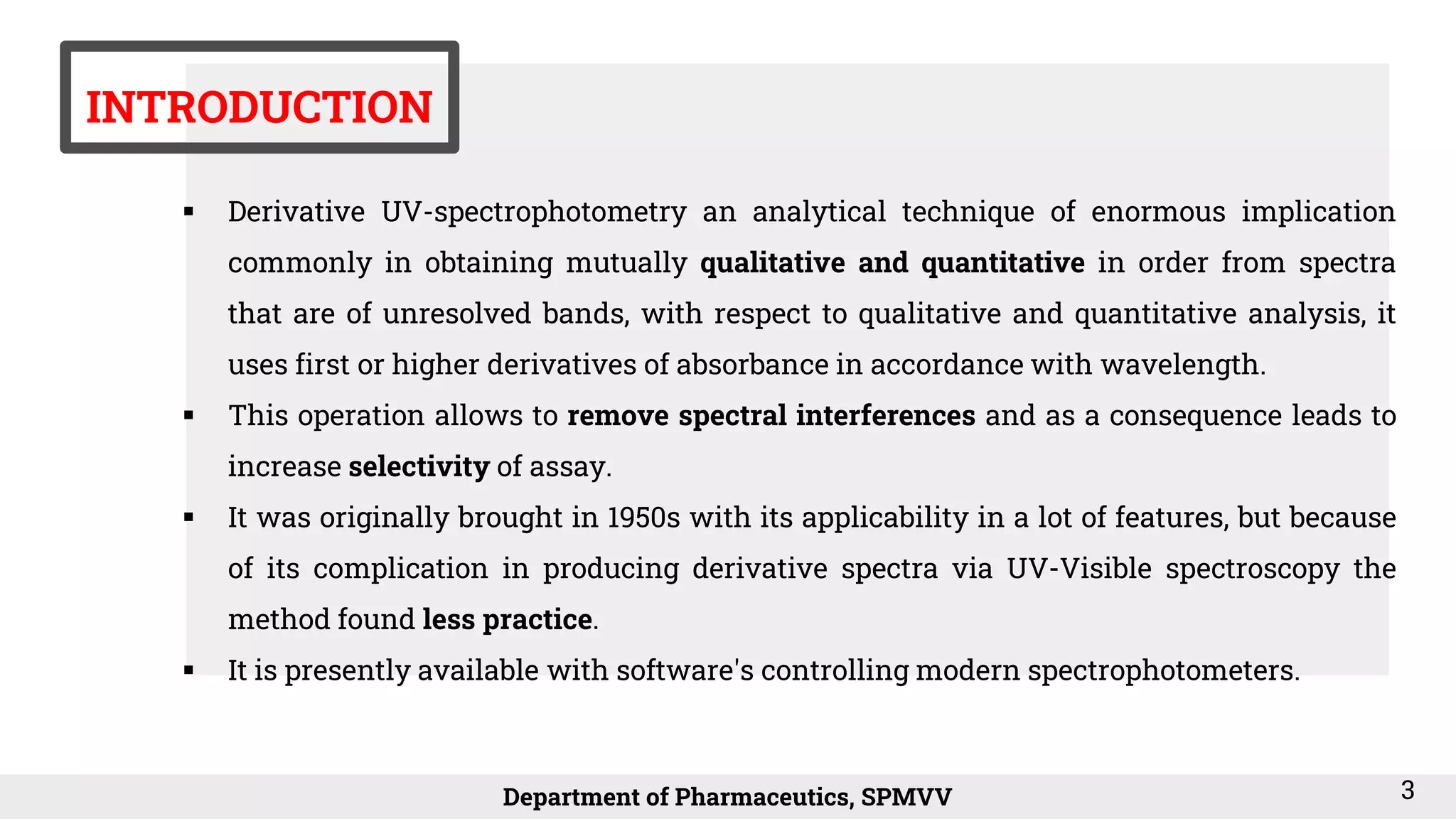 Derivative Spectroscopy And Applications Of Uv Vis Spectroscopy Pptx