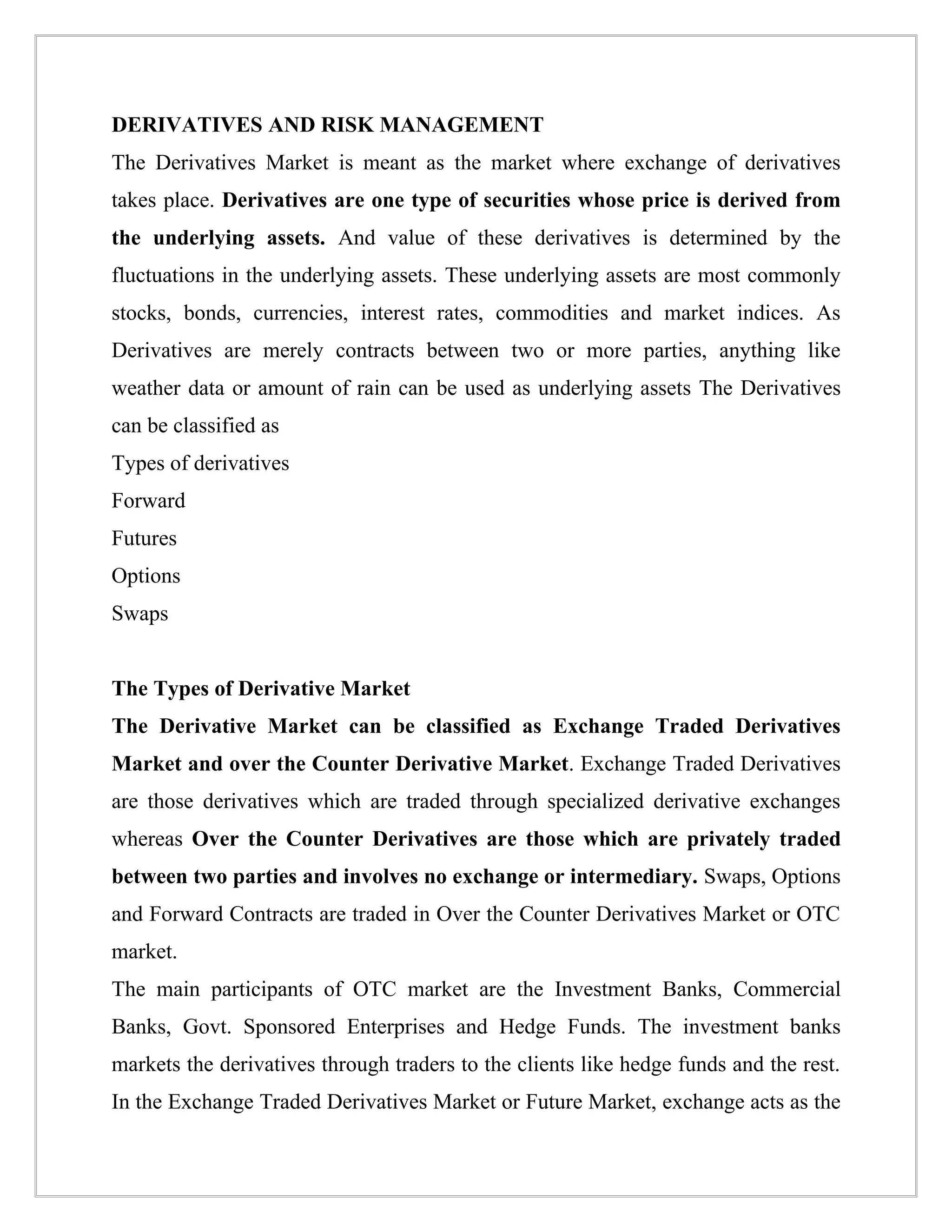 Derivatives & risk management | DOC