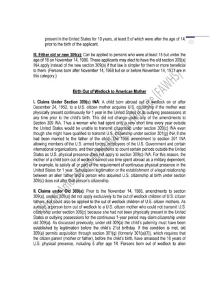 Derivative U.S. Citizenship For Adults Birth Abroad Out Of Wedlock To U ...