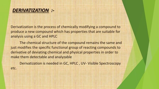 Derivatization in HPLC & GC | PPTX | Chemistry | Science