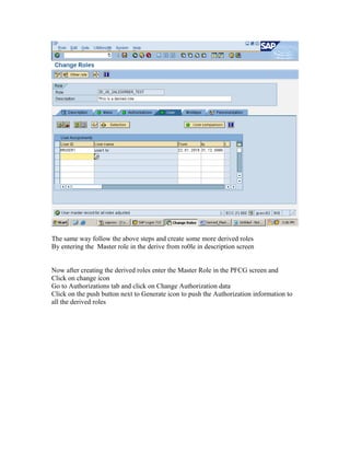 Derived master roles Configuration screenshots in SAP Security | DOC