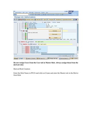 Derived master roles Configuration screenshots in SAP Security | DOC