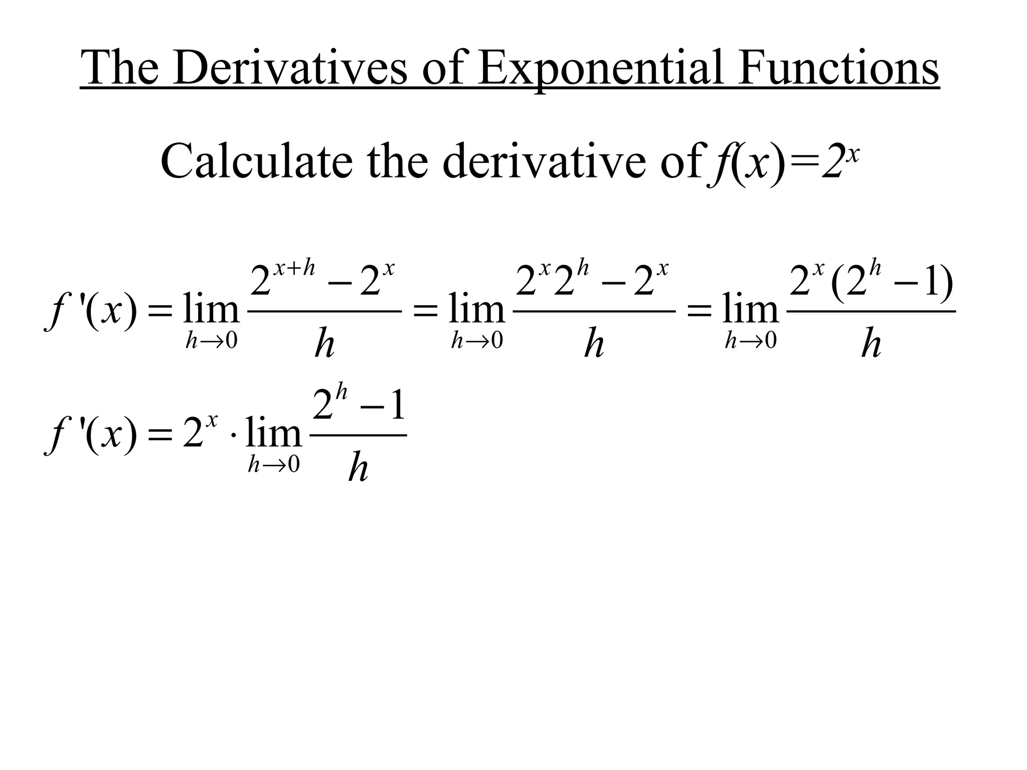 Derive Exponential Derivative Rule | PPT