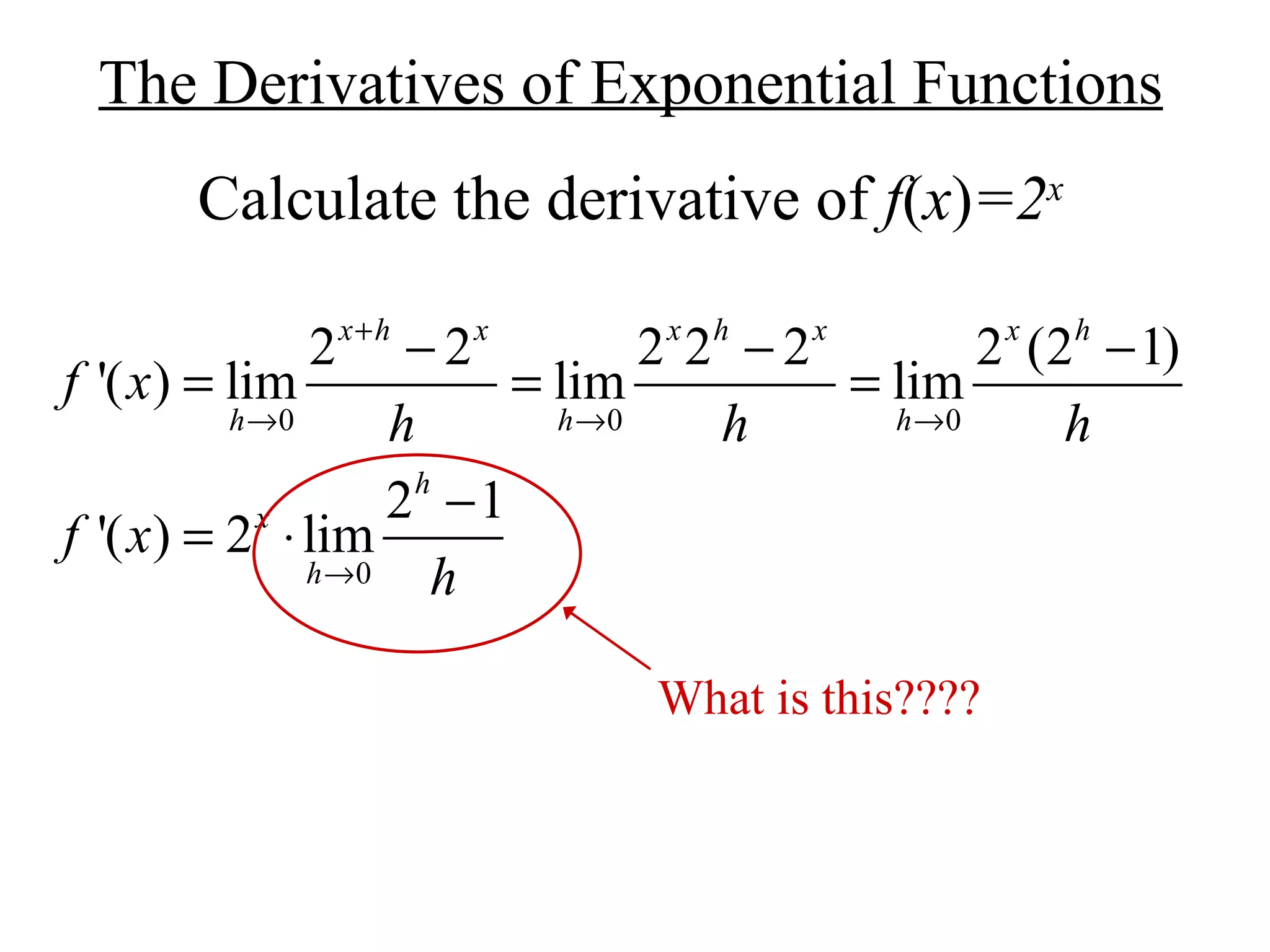 Derive Exponential Derivative Rule | PPT