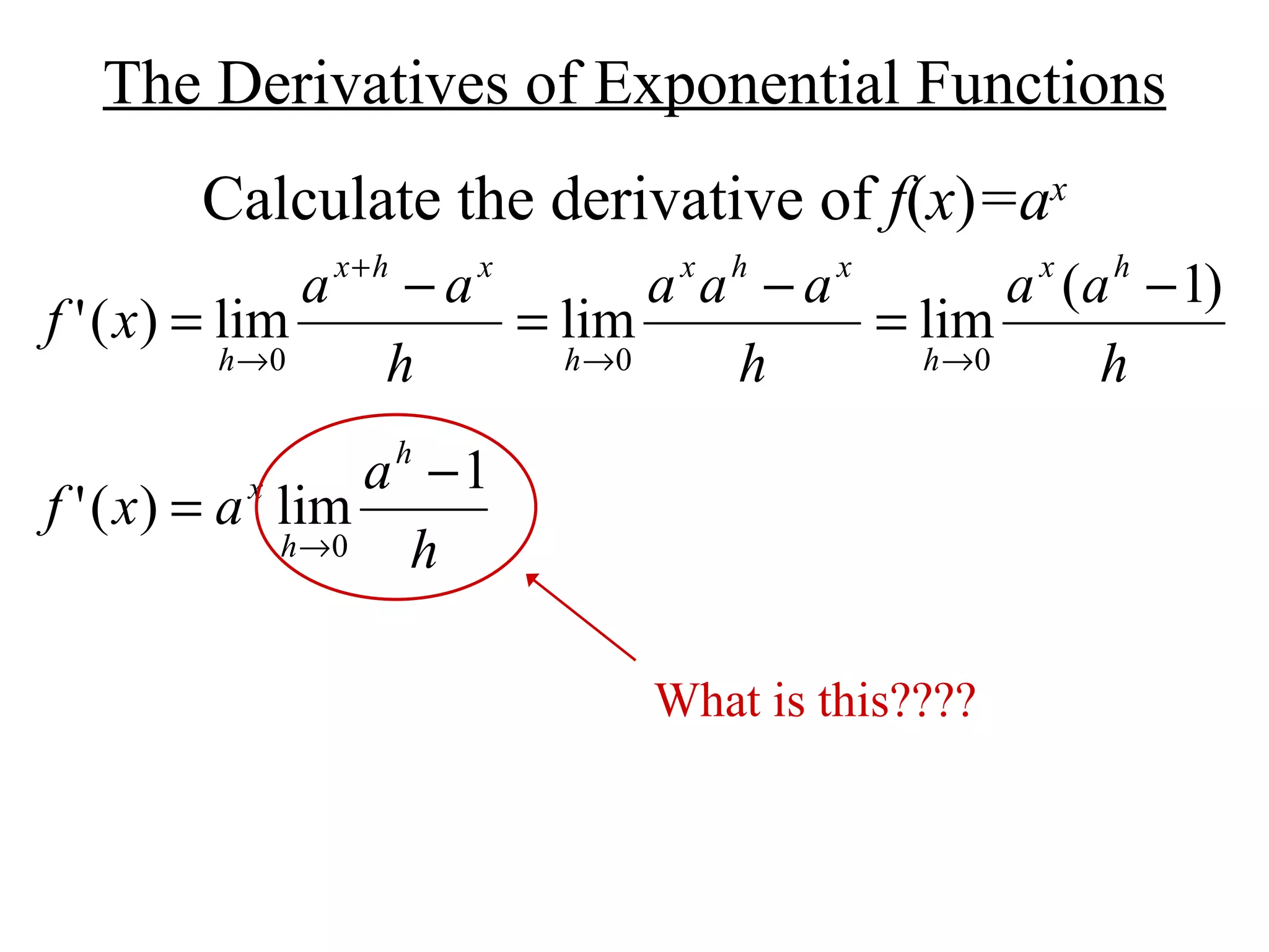 Derive Exponential Derivative Rule | PPT