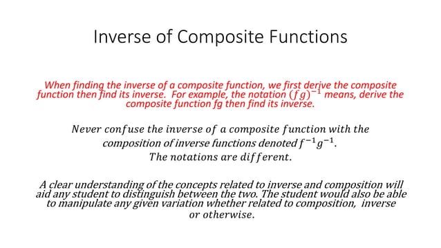 Deriving the inverse of a function2 (composite functions) | PPTX