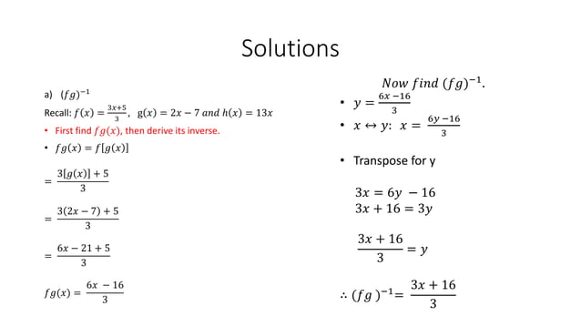 Deriving the inverse of a function2 (composite functions) | PPTX