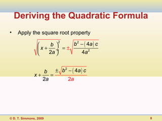 Deriving the quadratic formula | PPT