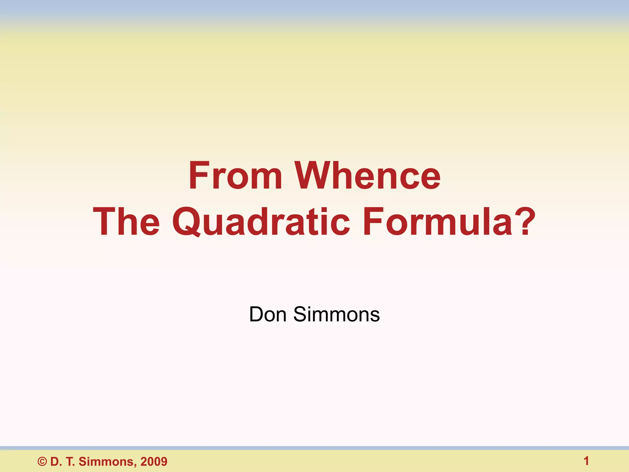 Deriving the quadratic formula | PDF