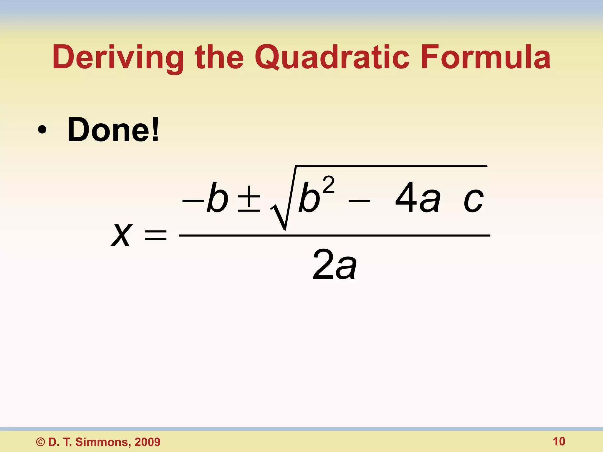 Deriving the quadratic formula | PDF