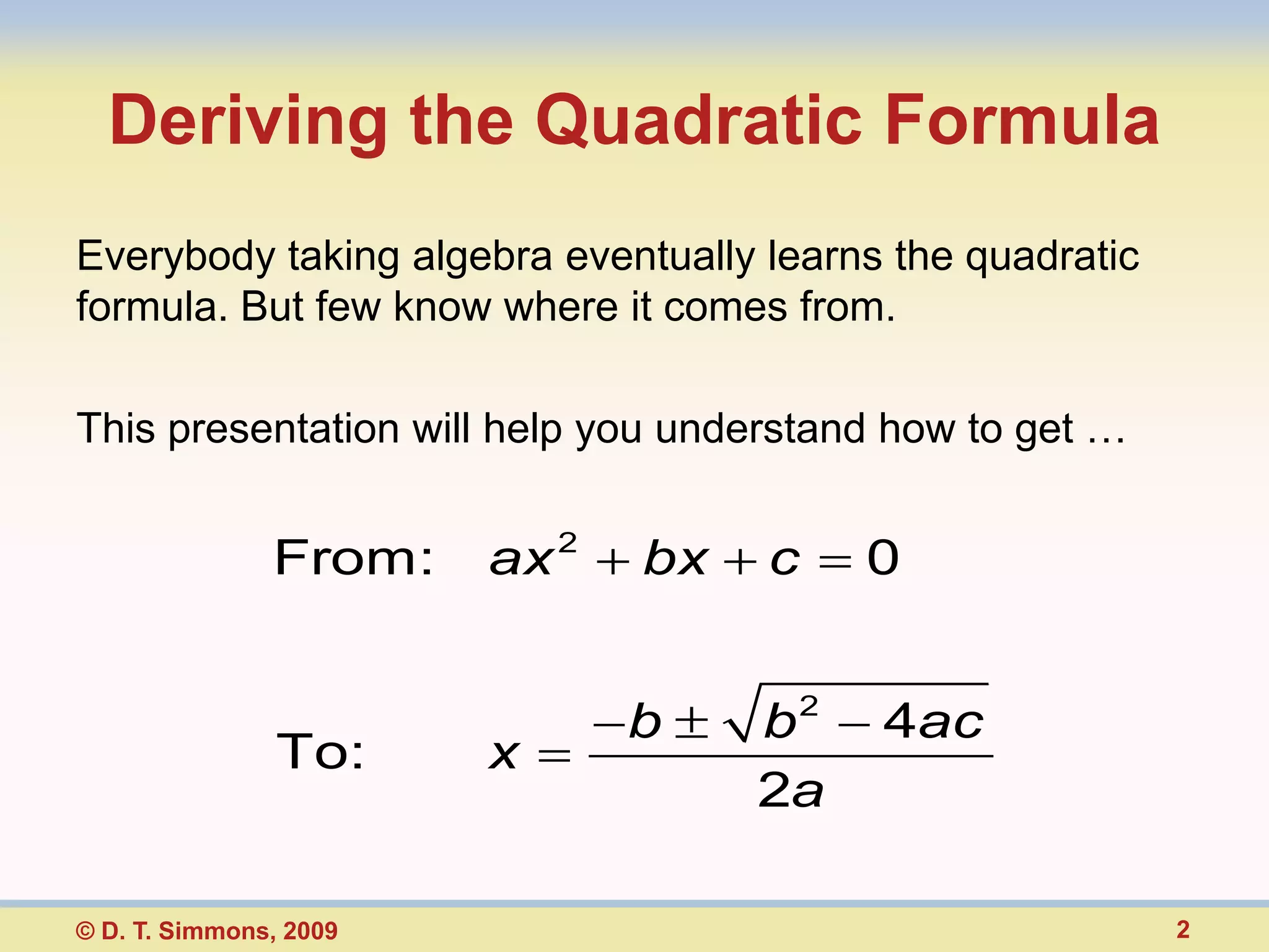 Deriving the quadratic formula | PDF