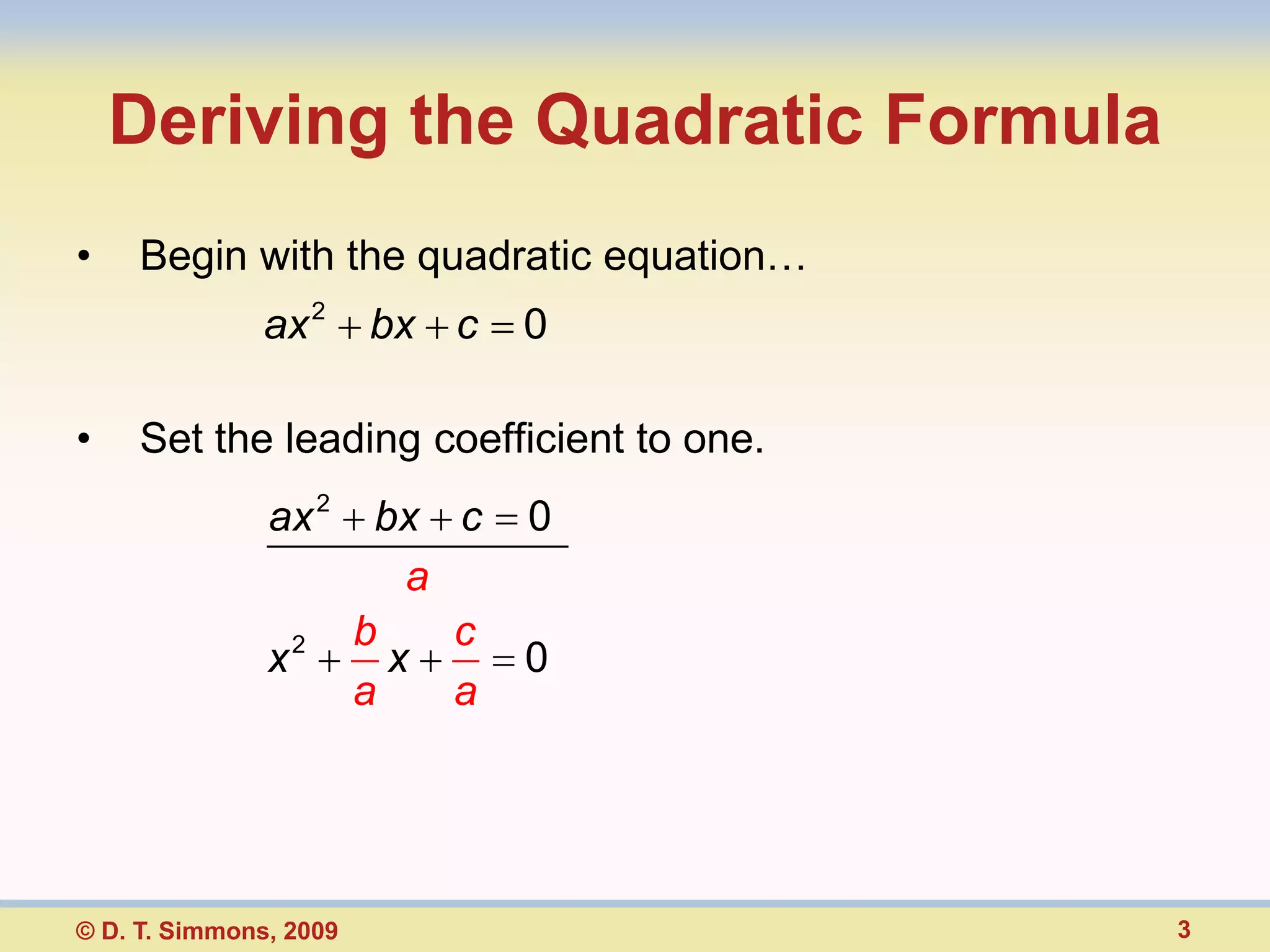 Deriving the quadratic formula | PDF