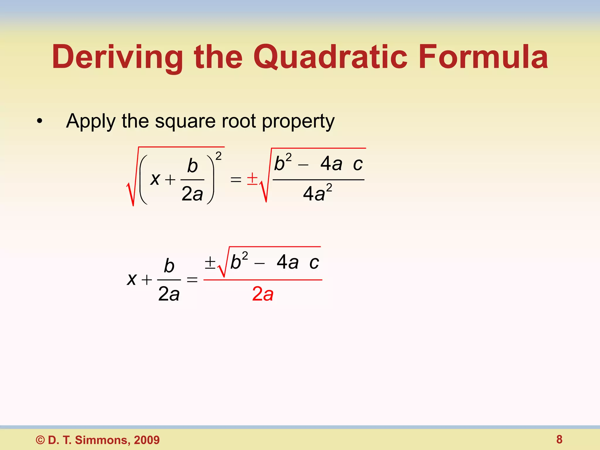 Deriving the quadratic formula | PDF