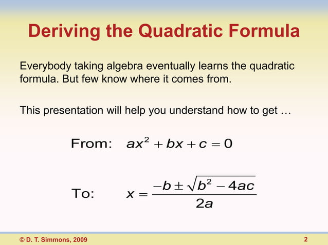 Deriving the quadratic formula | PDF