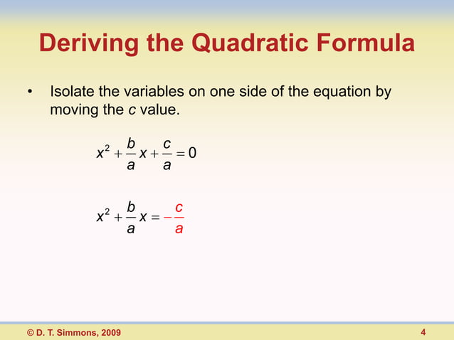 Deriving the quadratic formula | PDF