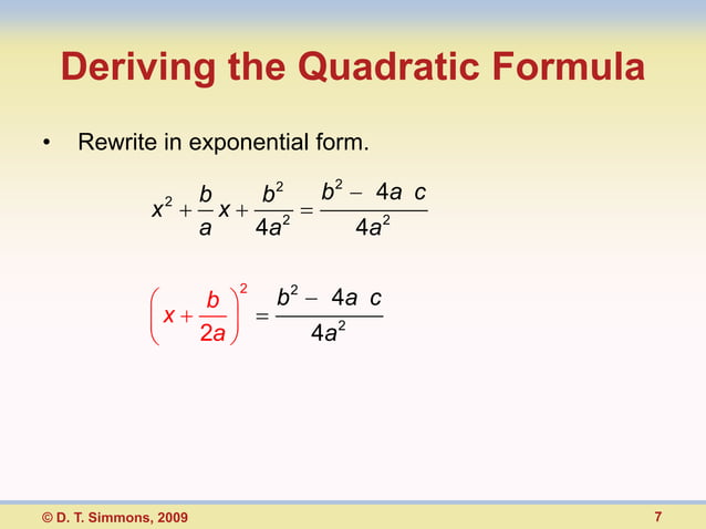 Deriving the quadratic formula | PDF