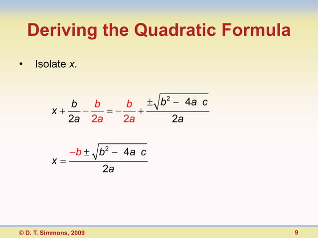Deriving the quadratic formula | PDF
