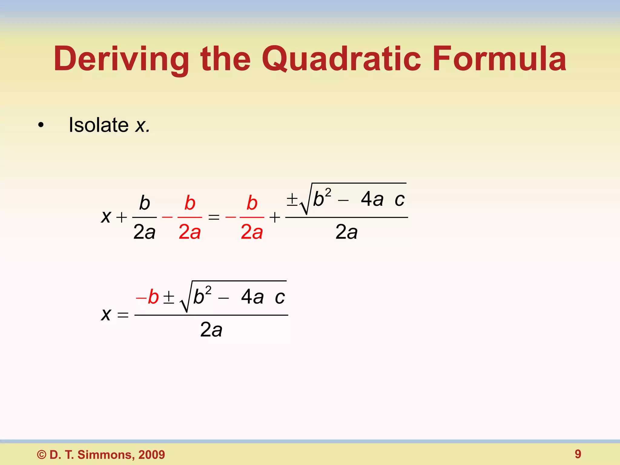 Deriving the quadratic formula | PDF