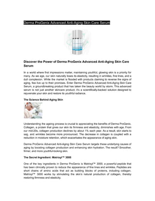 Derma ProGenix Advanced Anti-Aging Skin Care Serum | PDF