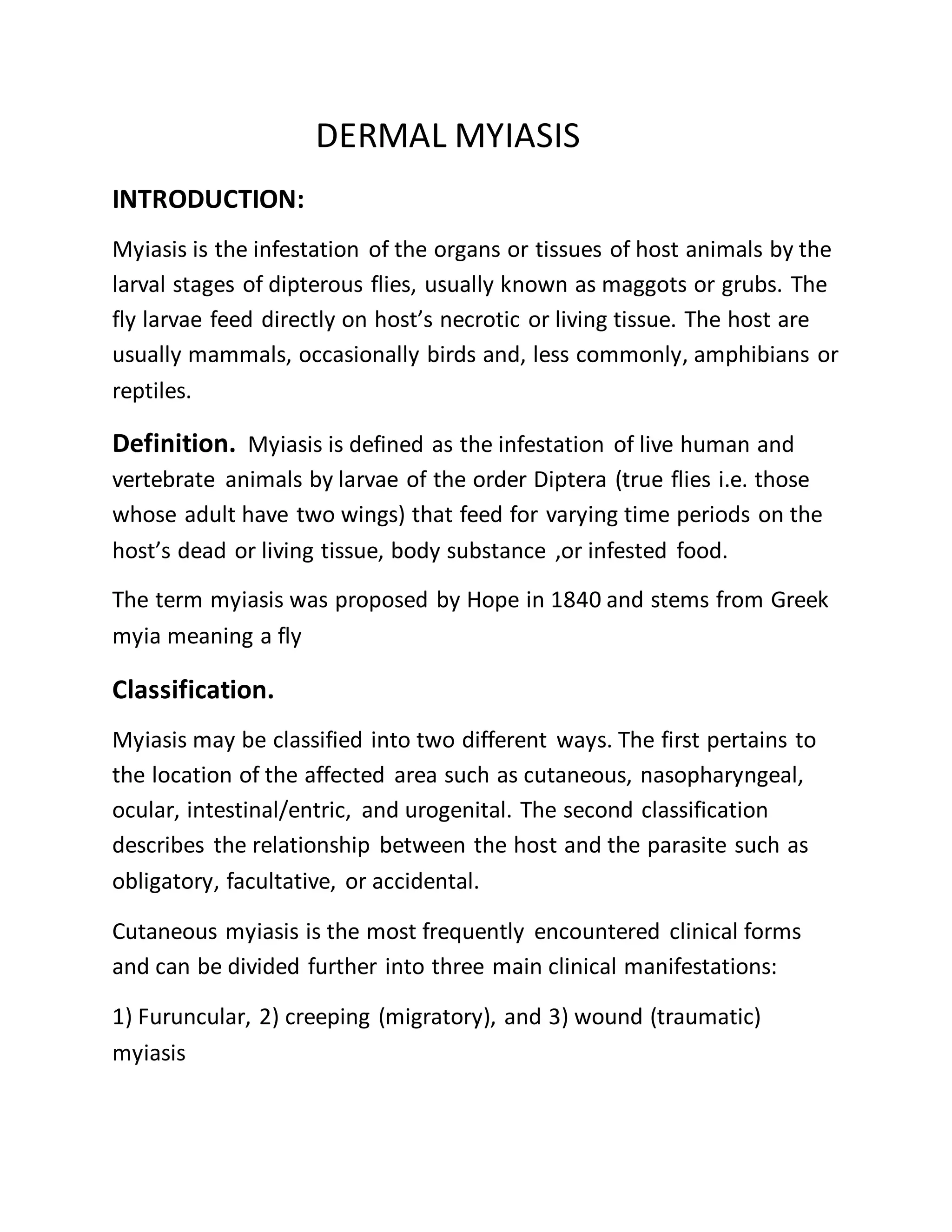Dermal myiasis | DOCX