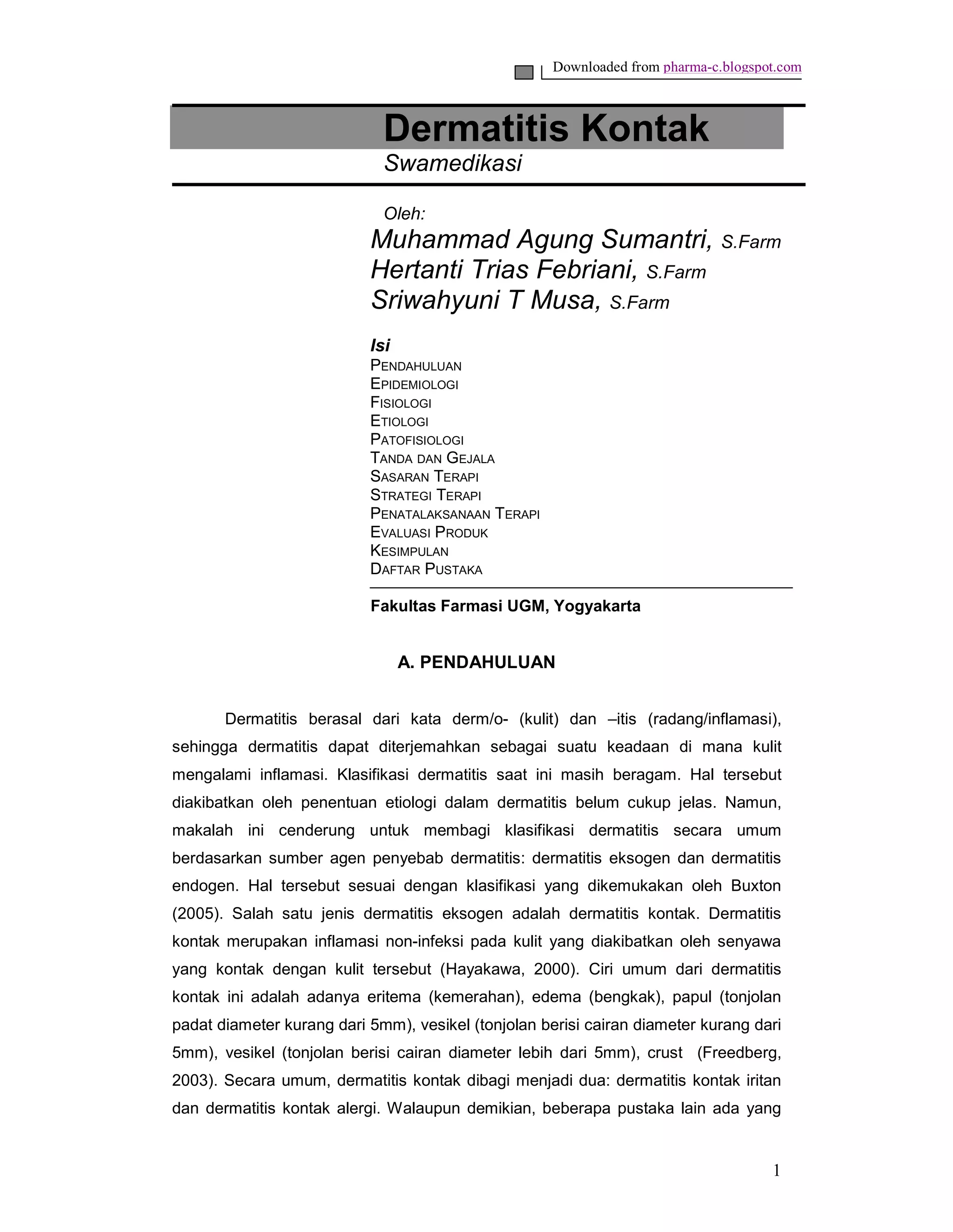 Dermatitis kontak | PDF