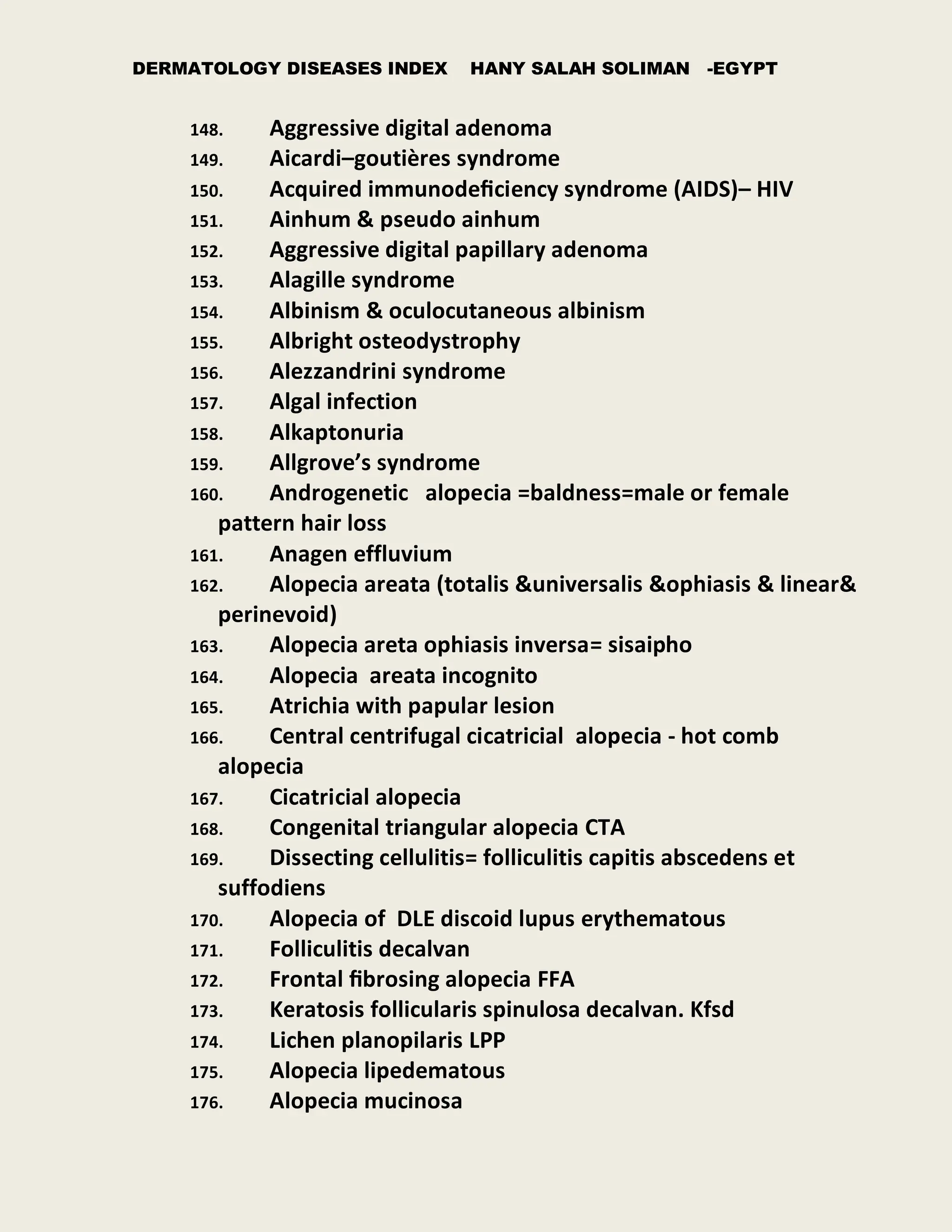 Dermatology diseases Index Skin conditions index Skin conditions list | PDF