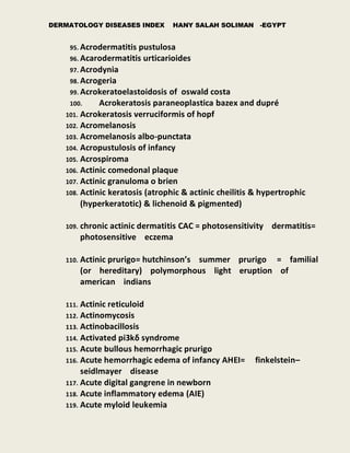 Dermatology diseases Index Skin conditions index Skin conditions list | PDF