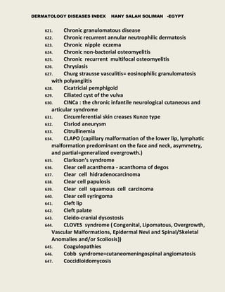 Dermatology diseases Index Skin conditions index Skin conditions list | PDF