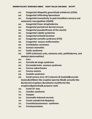 Dermatology diseases Index Skin conditions index Skin conditions list | PDF