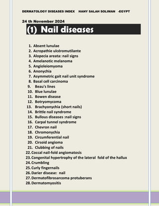 Dermatology diseases Index Skin conditions index Skin conditions list | PDF