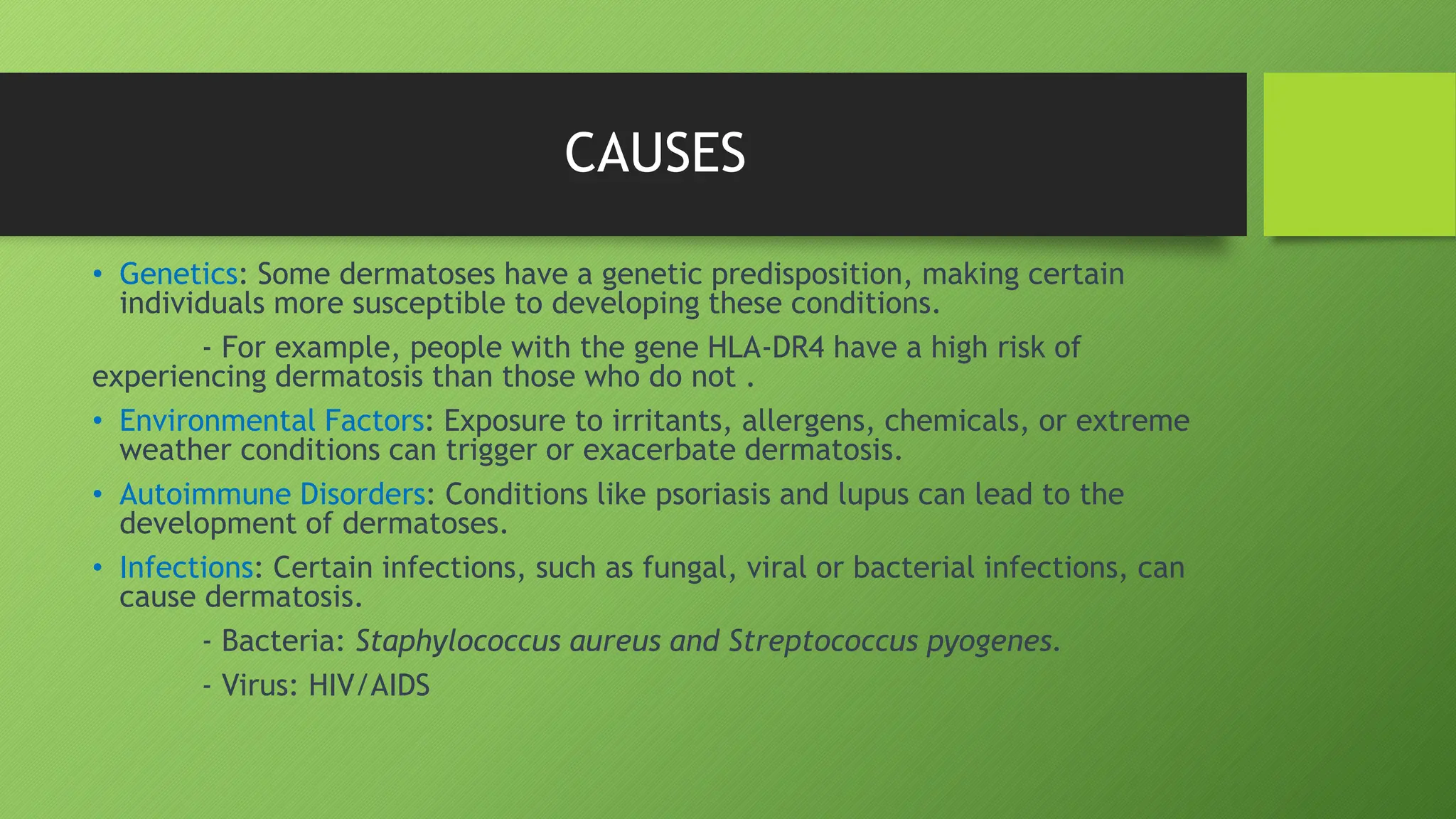 NOTE ON DERMATOSES (INTEGUMENTARY SYSTEM DISORDER) | PPTX