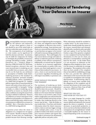 The Importance of Tendering Your Defense to an Insurer | PDF