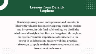 Derrick Stephens: Empowering Small-Scale Enterprises through Strategic ...