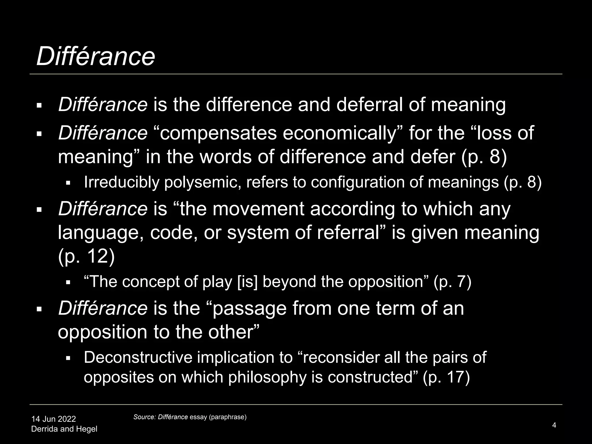 Derrida-Hegel: Différance-Difference | PPT