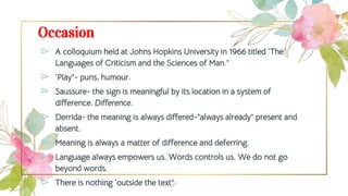 Structure, sign and play in Discourse of Human Sciences Jacques Derrida ...