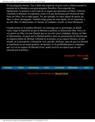 Derrida, Jacques El Pensamiento Es Un Alma Cuyo Cuerpo Es La Lengua | PDF