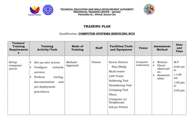 TESDA CSS NCII SWBL-TRAINING PLAN-CSSNCII.docx