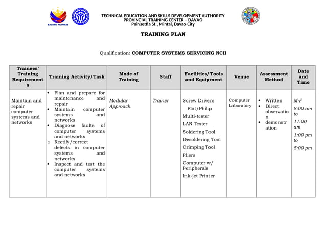 TESDA CSS NCII SWBL-TRAINING PLAN-CSSNCII.docx
