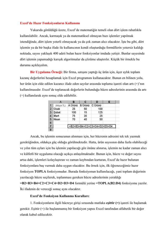 Ders 9 formul ve uygulamalar | PDF