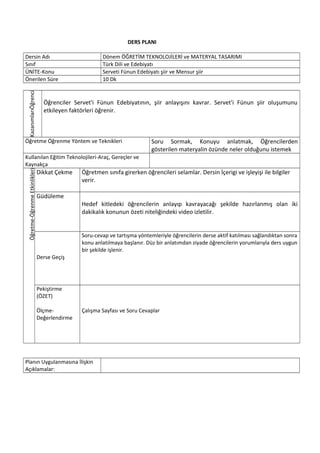 Ders plan¦ -2.docbahar | DOC