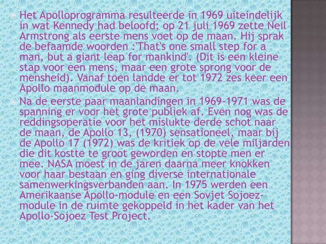 De ruimtevaart a en s | PPT
