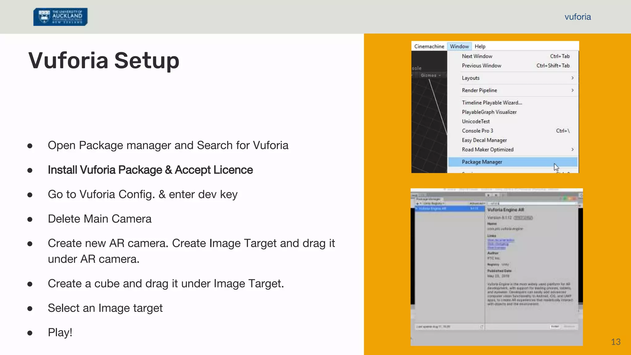 Introduction to Unity and Vuforia for Augmented reality and image tracking | PPT