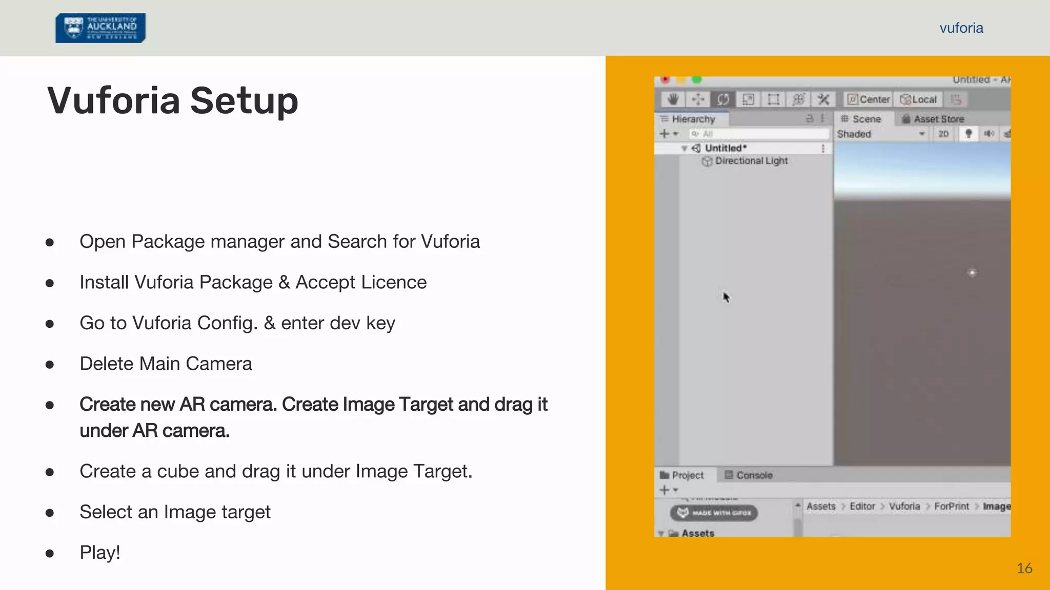 Introduction to Unity and Vuforia for Augmented reality and image tracking | PPT
