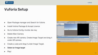 Introduction to Unity and Vuforia for Augmented reality and image tracking | PPT