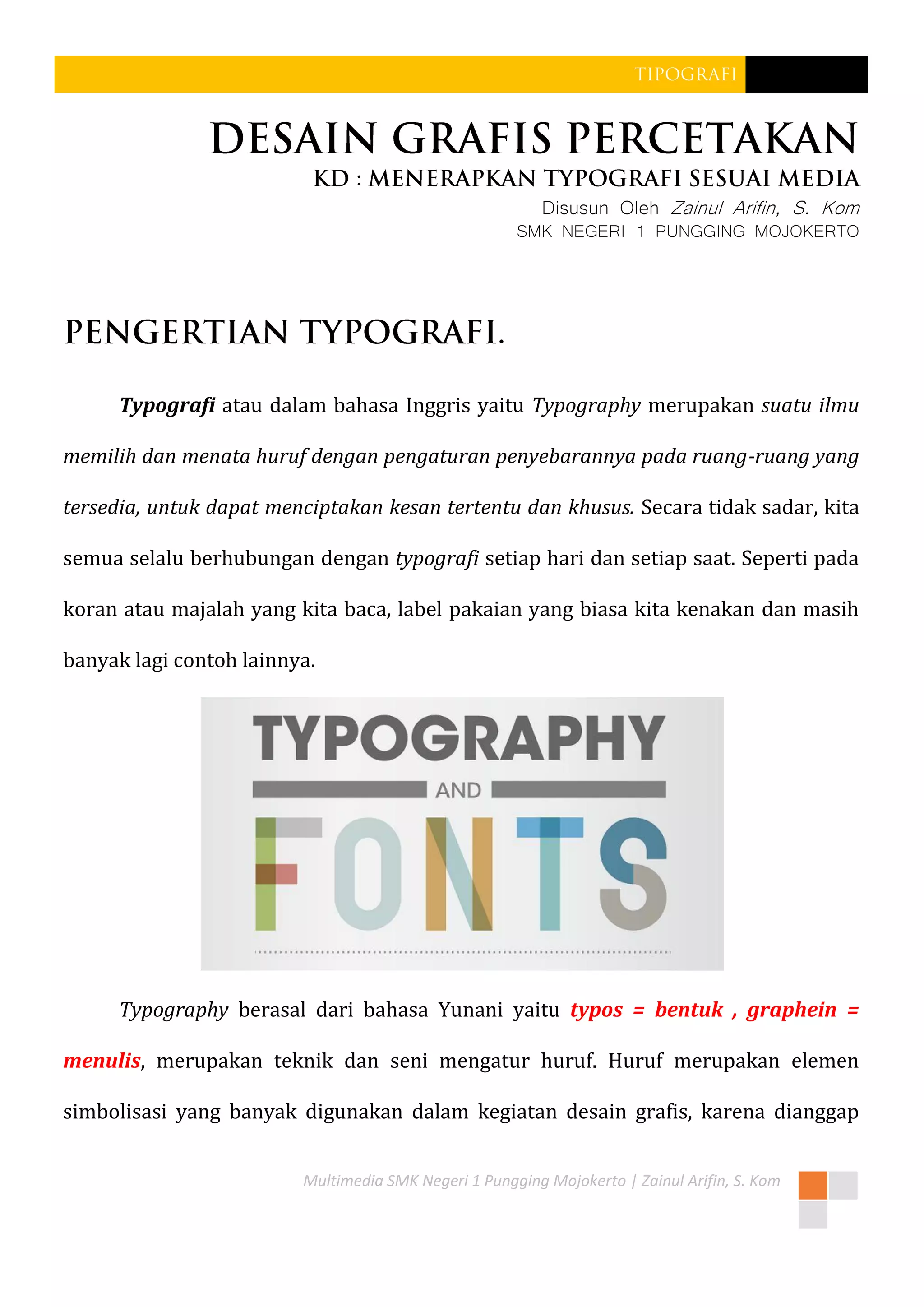 Desain Grafis Percetakan menerapkan typografi sesuai media | PDF